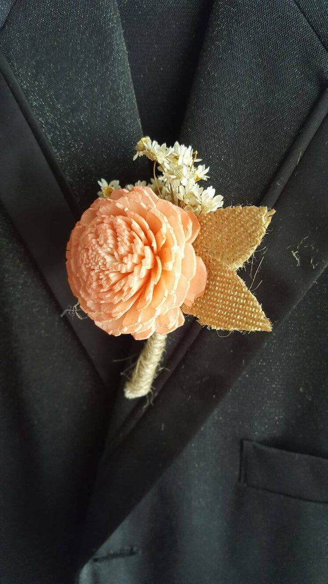 Peach Ranunculus Boutonniere